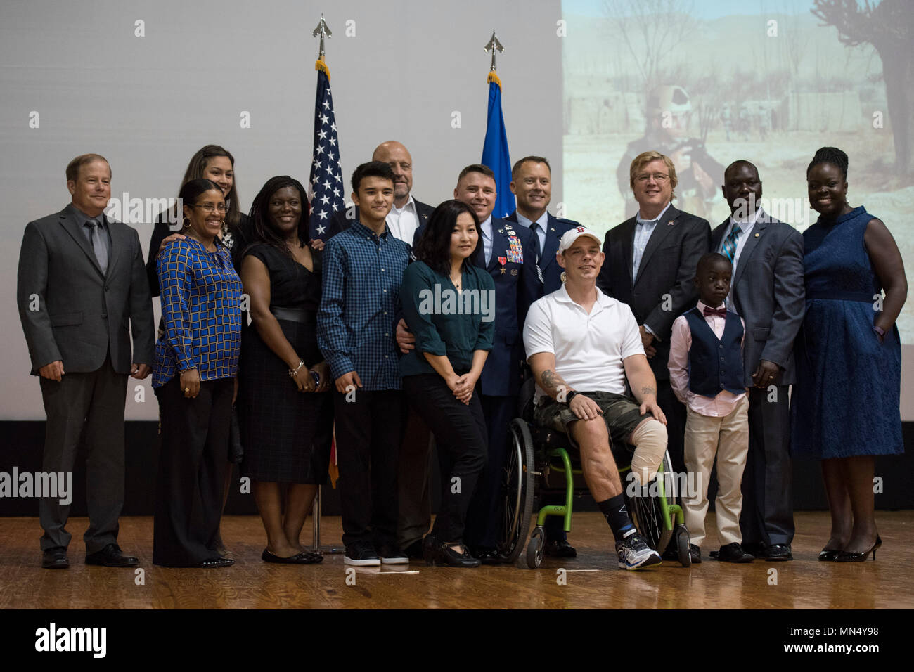 Senior Master Sgt. Kevin Wallace, center, 89th Airlift Wing public ...