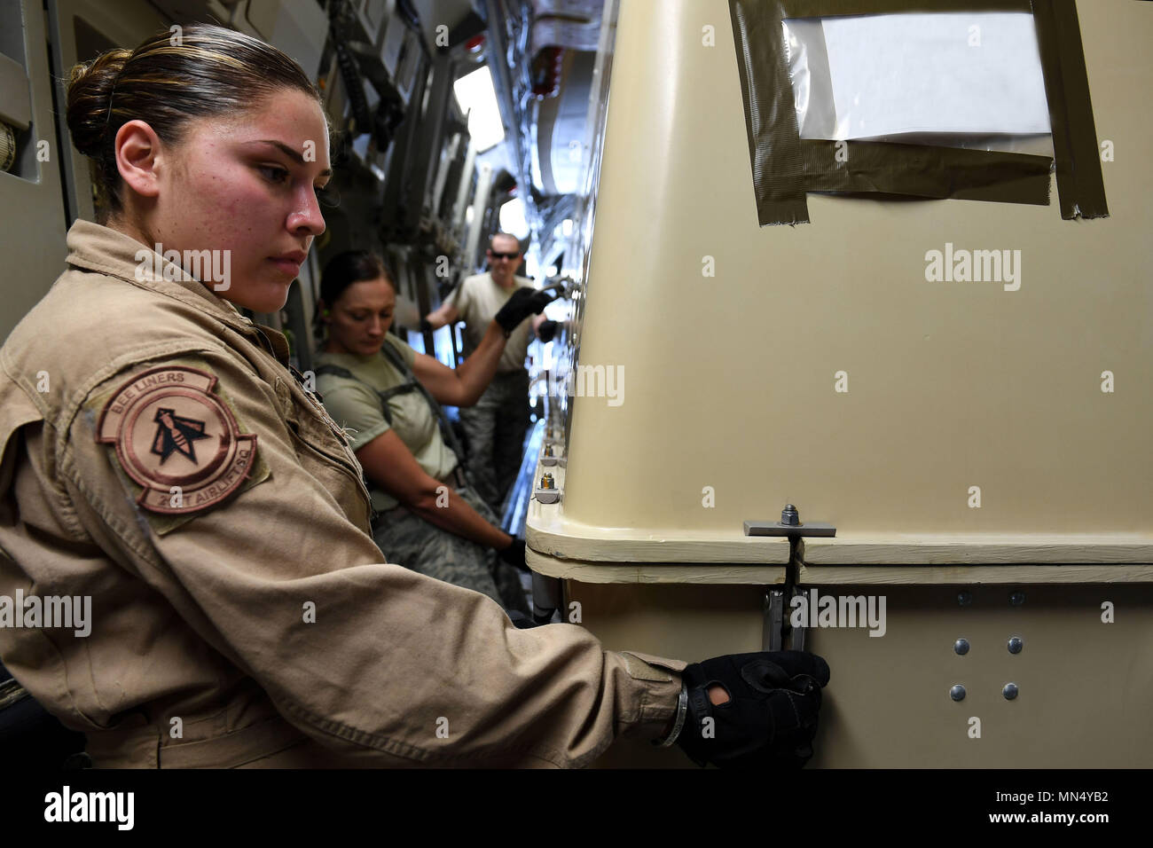 Senior Airman Maranda Trujillo, 21st Airlift Squadron loadmaster from ...