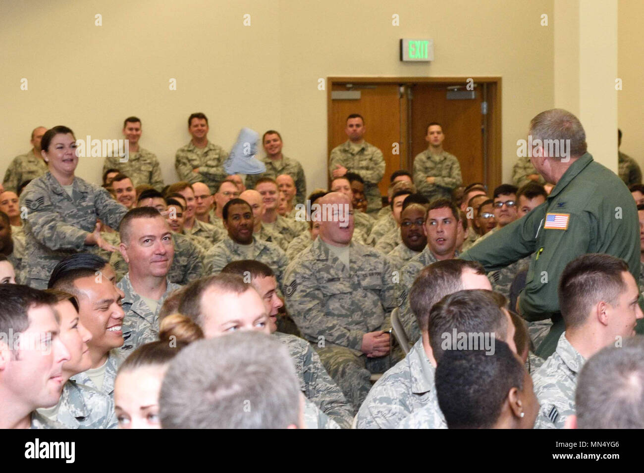 Col. Robert Stanton, 403rd Wing vice commander, throws a fitness 100 t ...