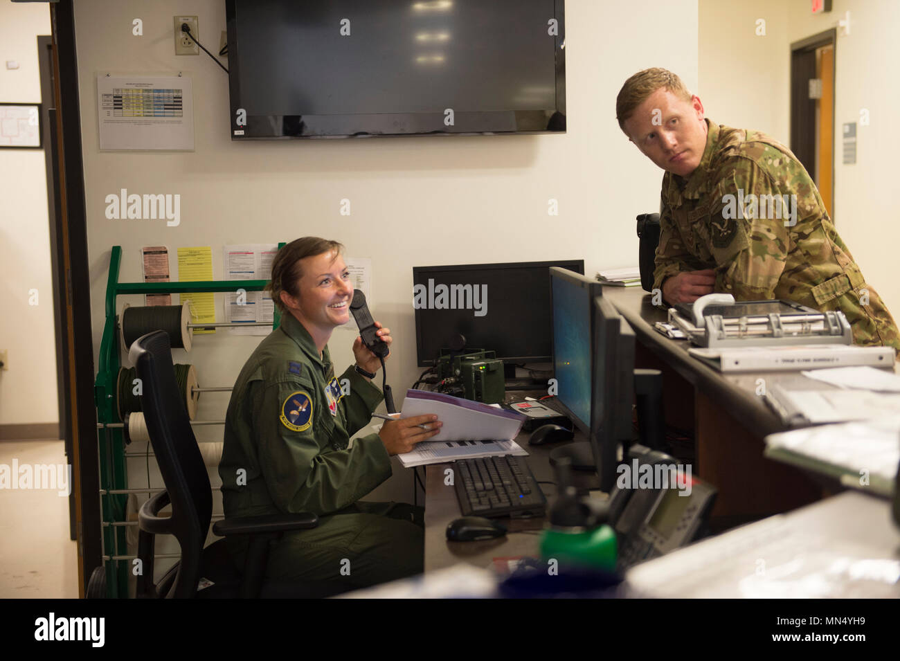 U.S. Air Force Capt. Christy Wise, an HC-130 pilot, prepares for the ...