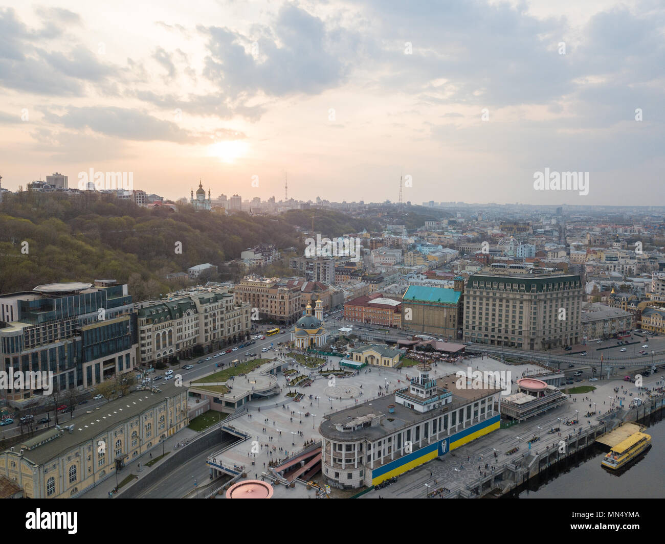 From the bird's eye view of the river station, Postal Square with St ...
