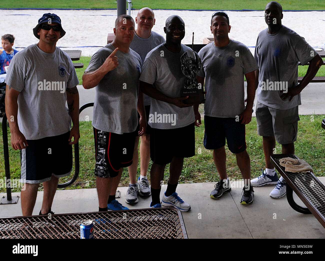 Keesler chief master sergeants pose for a photo during the 2017 Dorm ...