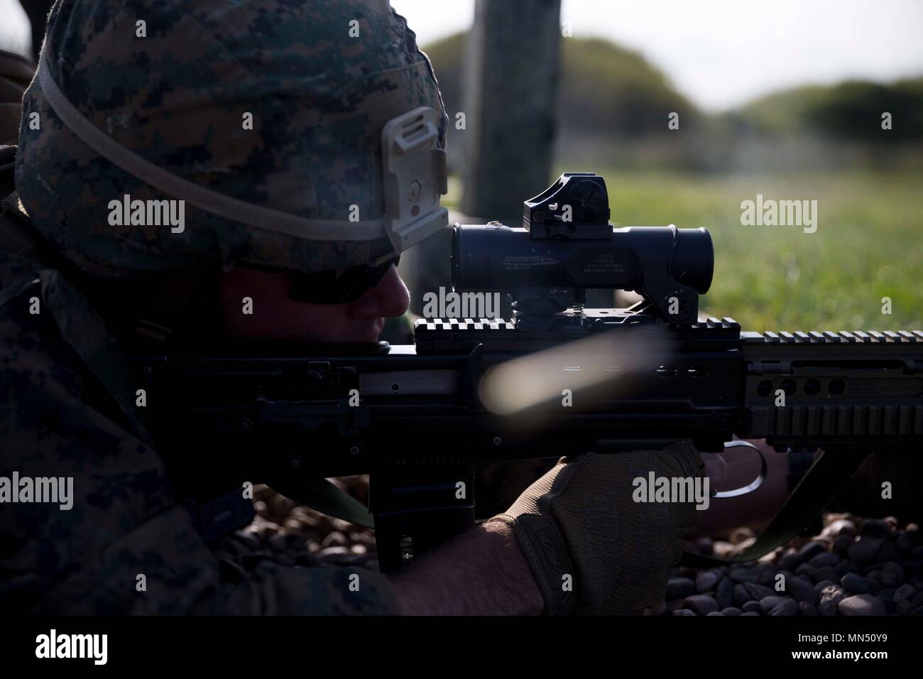 U.S. Marine Corps Cpl. William Ring, combat marksmanship instrucutor ...