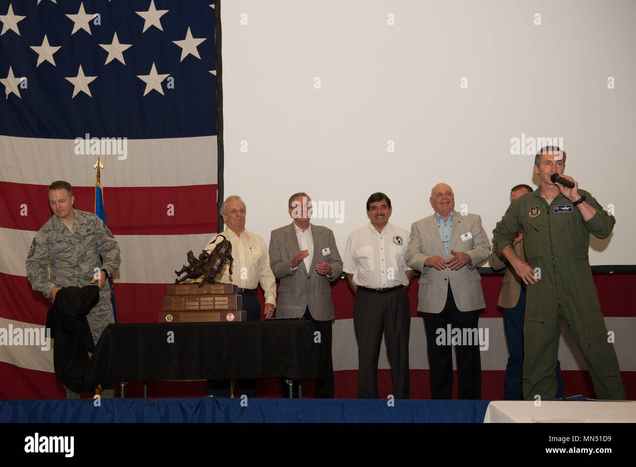 Maj. Gen. Ronald B. Miller, 10th Air Force Commander, announces the ...