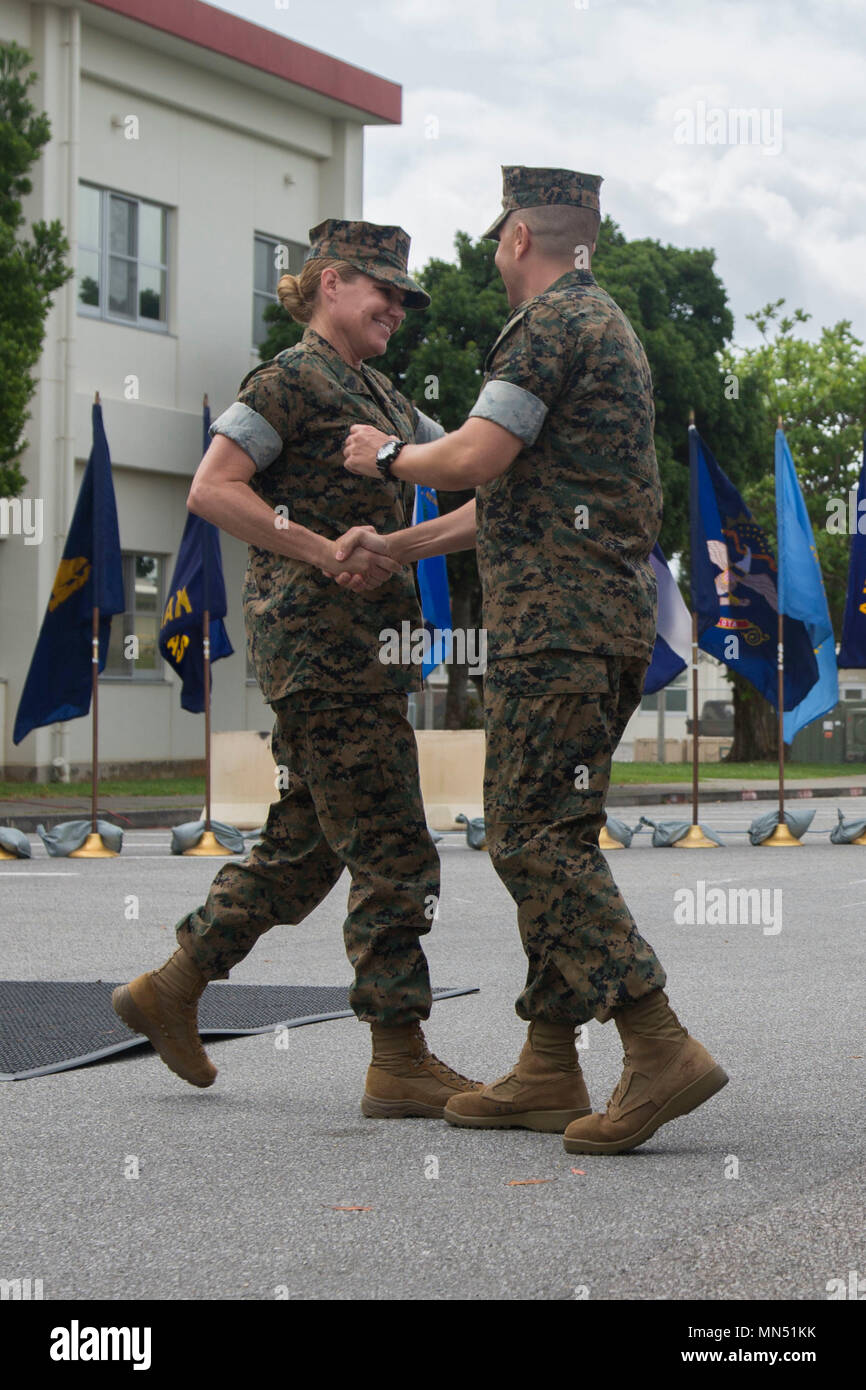 U.S. Marine Corps Sgt. Maj. Joy M. Kitashima, off going 5th Air Naval ...
