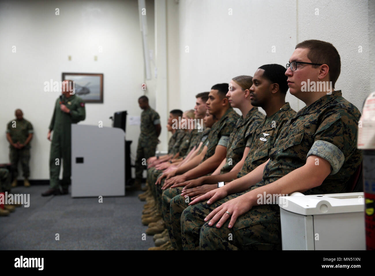 Noncommissioned officers (NCOs), Marines and Sailors listen to Maj. Gen ...