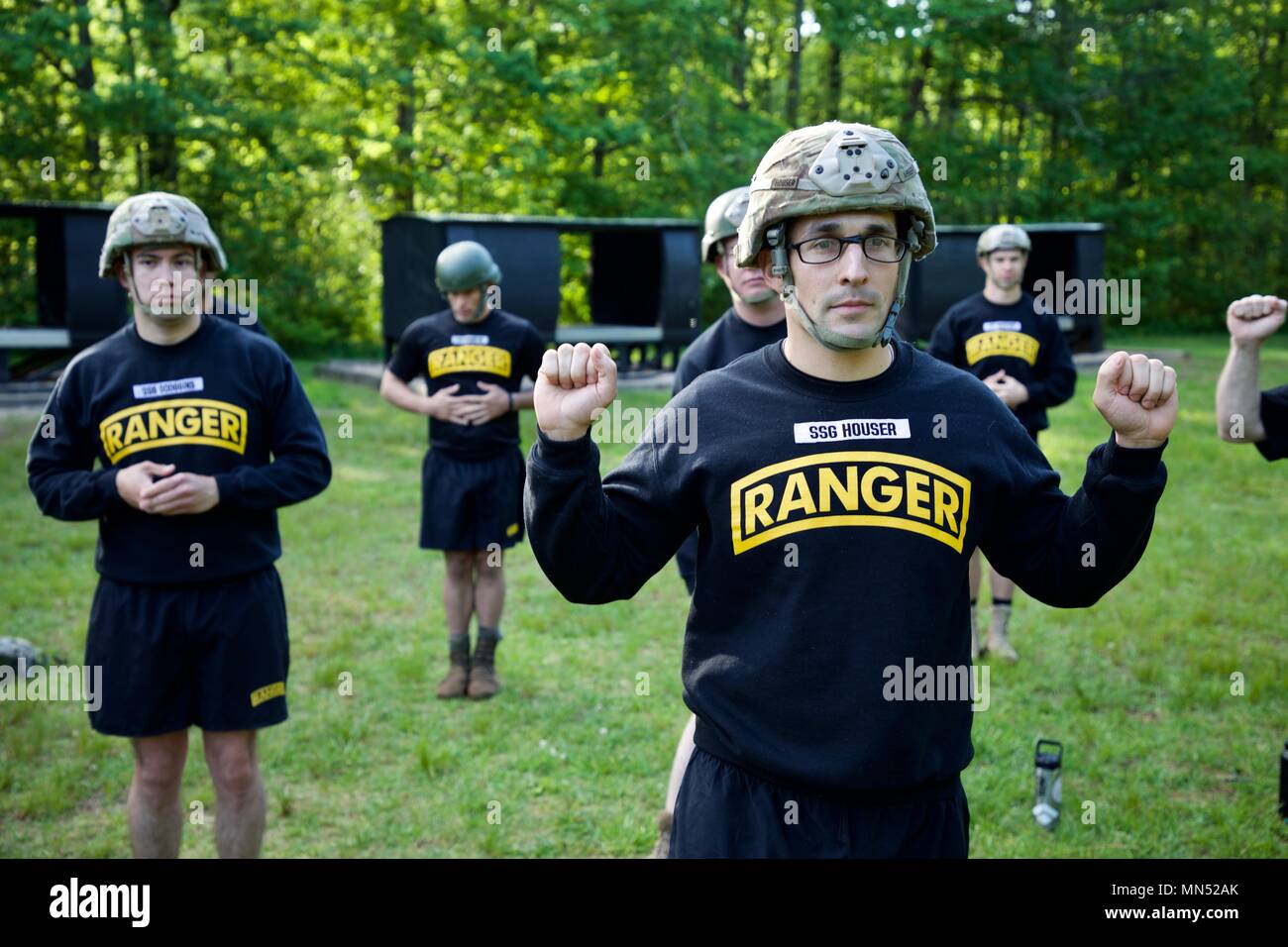 A group of U.S. Army Rangers, assigned to the 5th Ranger Training ...
