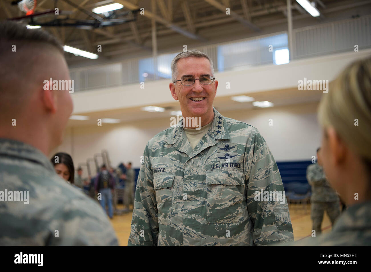 Gen. John E. Hyten, U.S. Strategic Command commander, takes time after ...
