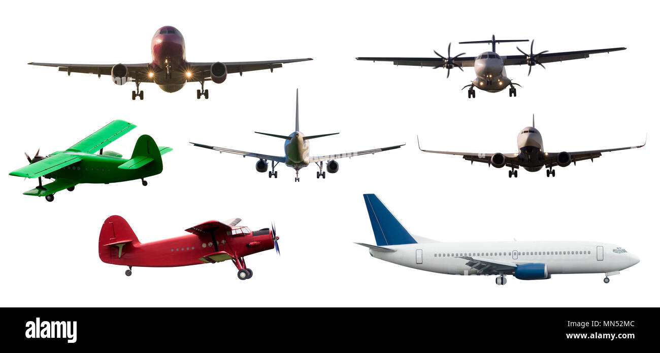 airplane set isolated on white Stock Photo - Alamy