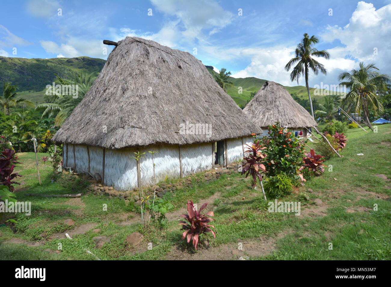 Traditional Fijian House With Thatched Roof High Resolution Stock ...