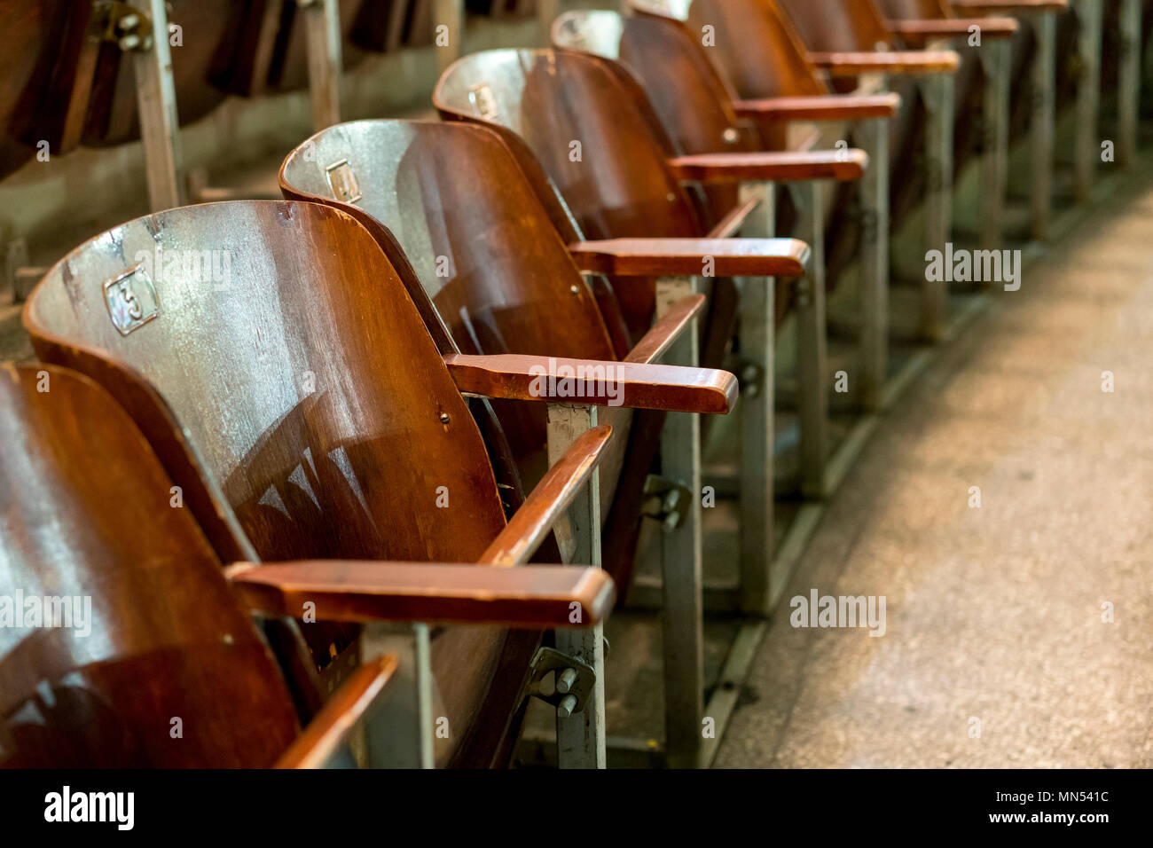 Wooden chairs in the concert hall Stock Photo - Alamy