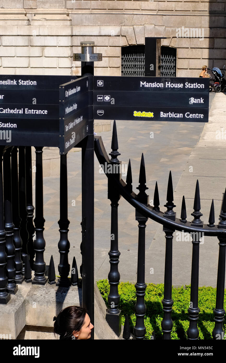 Pedestrian sign posts outside St Pauls Cathedral London Stock Photo - Alamy