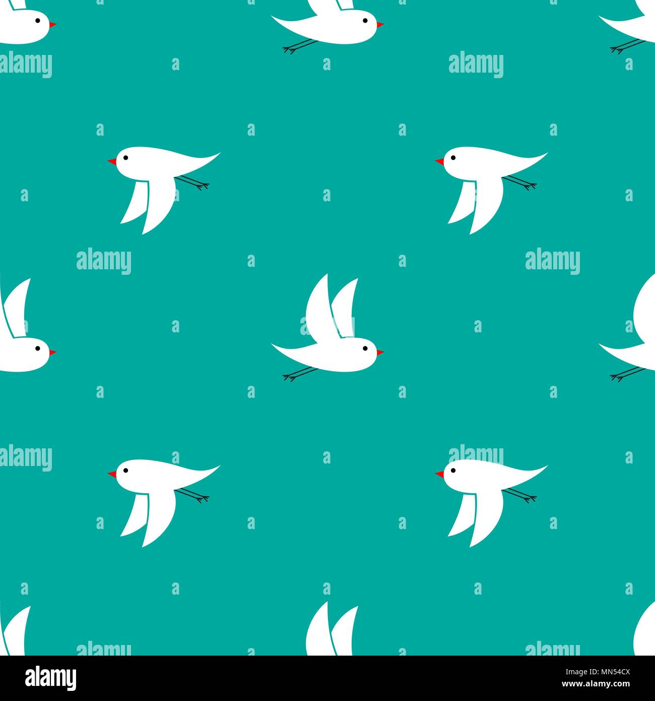 Turquoise wallpaper flying small white birdies Stock Vector Image & Art ...