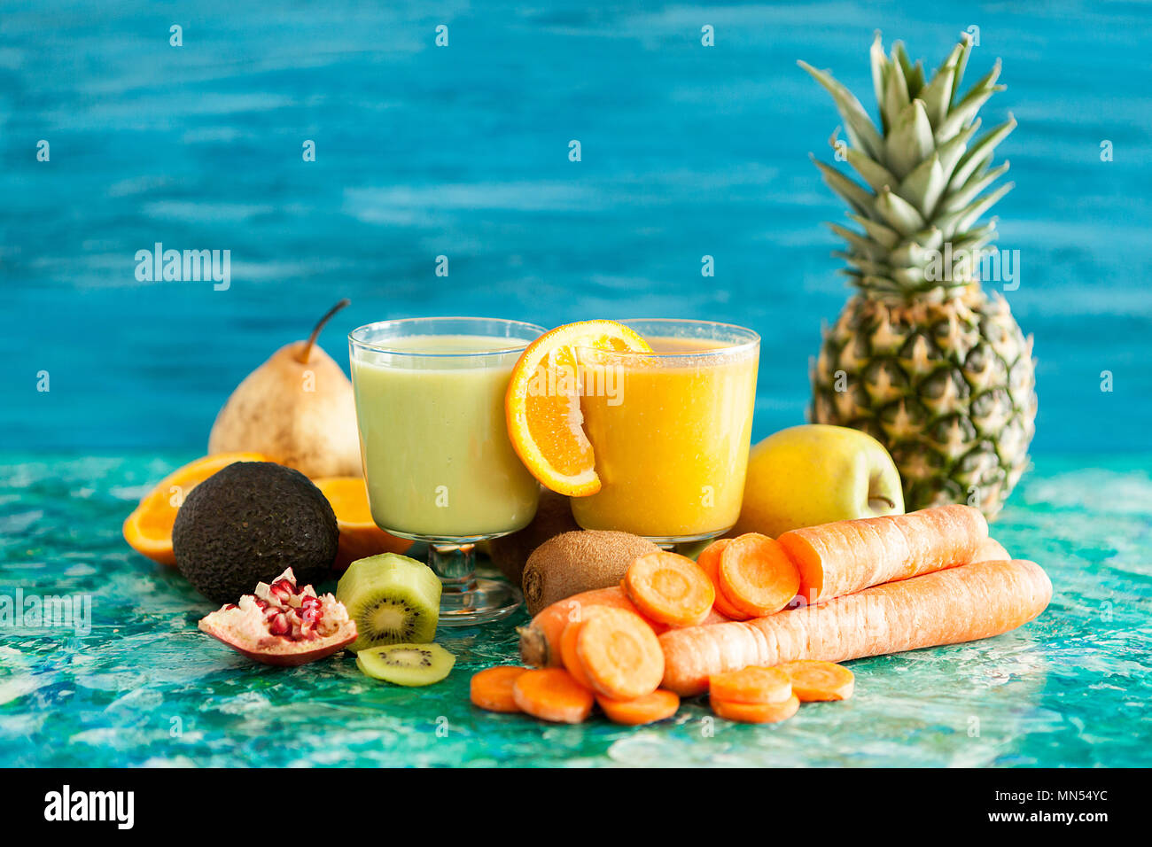 Healthy and raw detox juices Stock Photo - Alamy