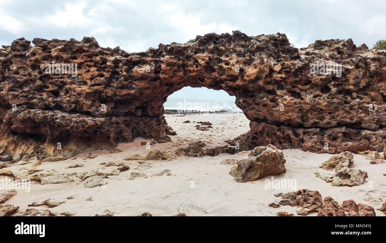 Natural landscape of the coast of Brazil with ancient rock Stock Photo ...