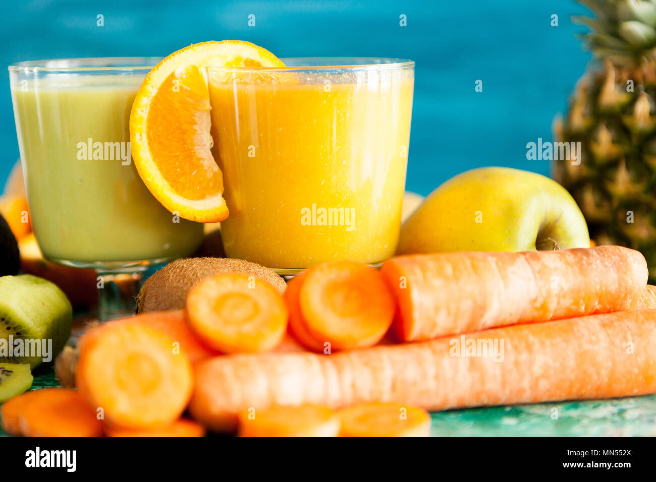 Healthy and raw detox juices Stock Photo - Alamy