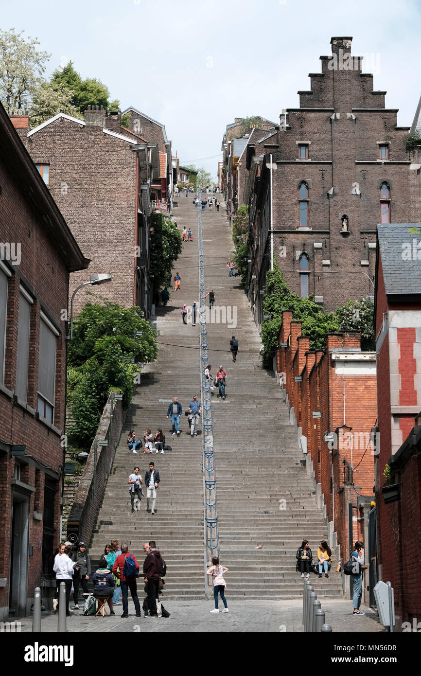 Montagne de Bueren, LiÃ¨ge, Belgium. The steep 374-step staircase has ...
