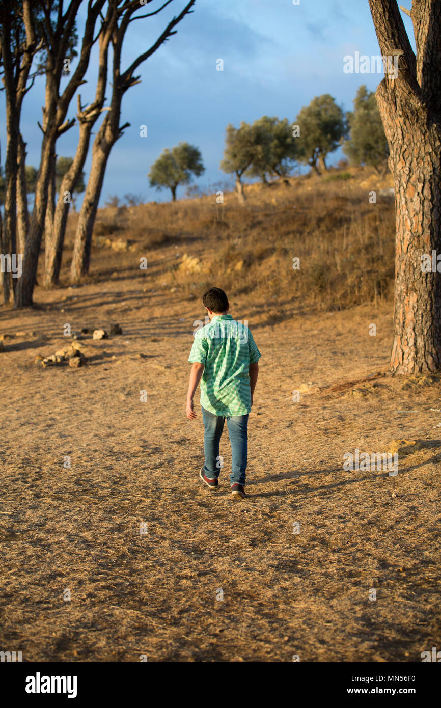Rear view of a boy walking away Stock Photo - Alamy