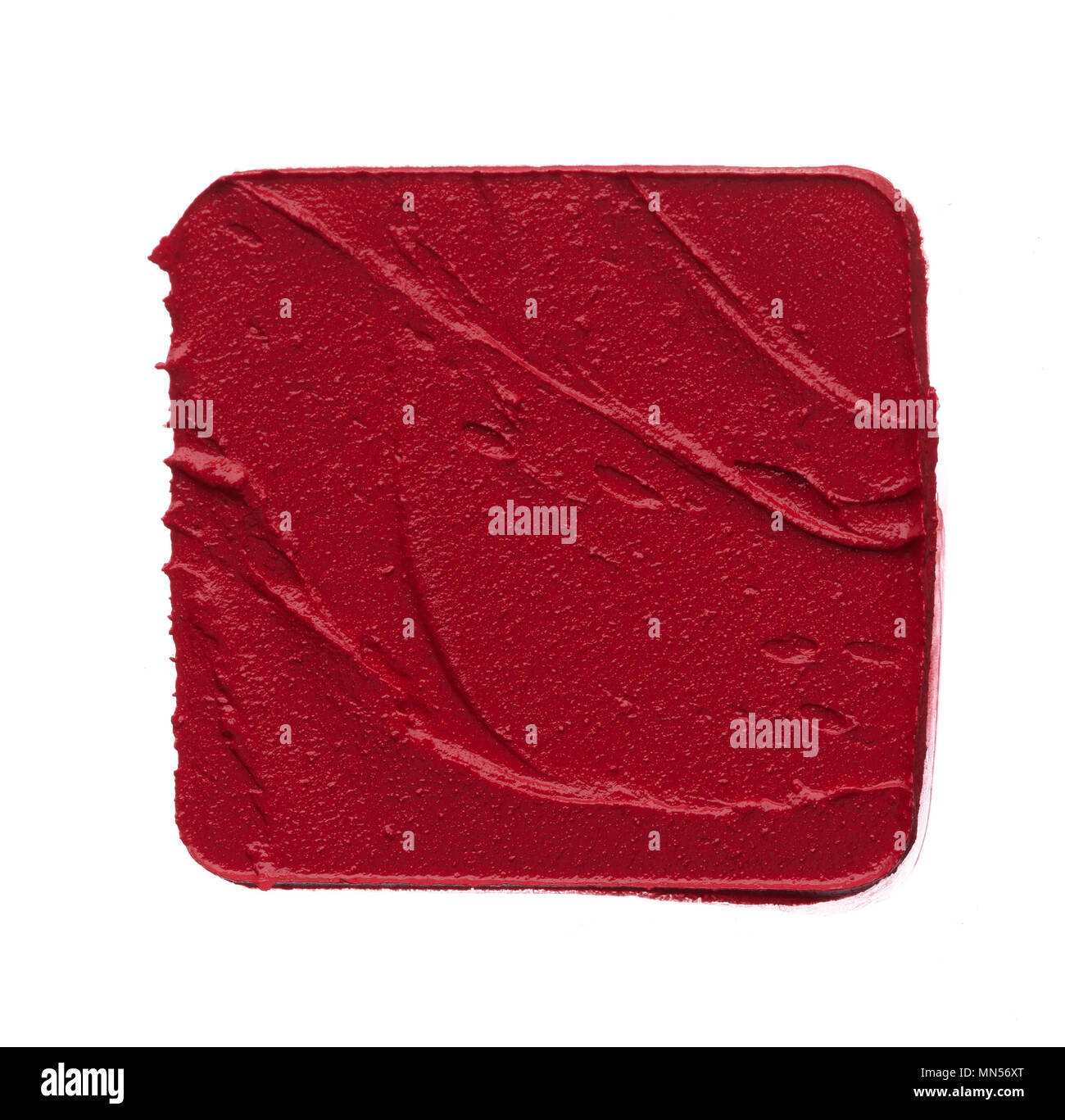 Red makeup smear of matte lip gloss in the form of a square isolated on ...