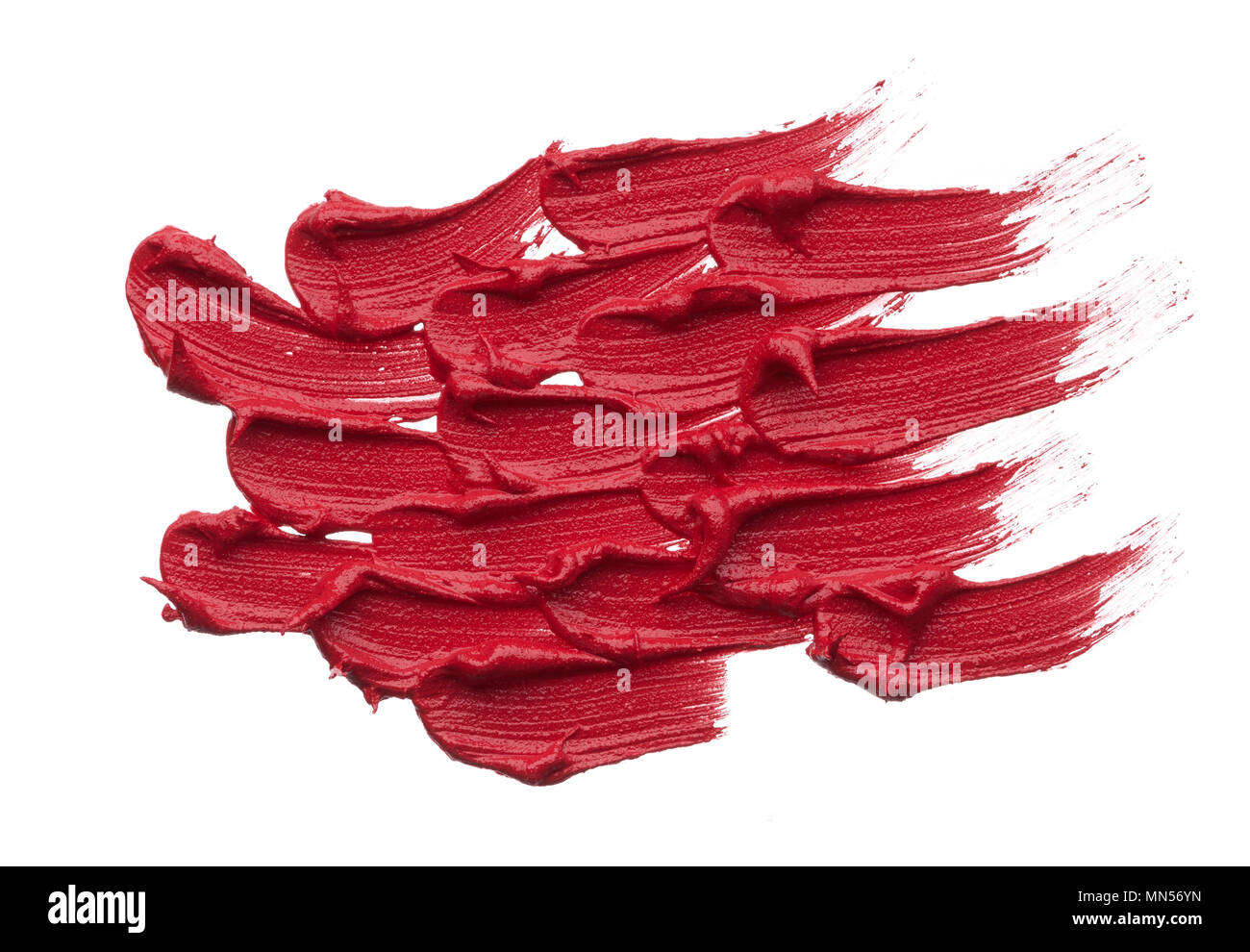 Red makeup smear of matte lip gloss isolated on white background. Red ...