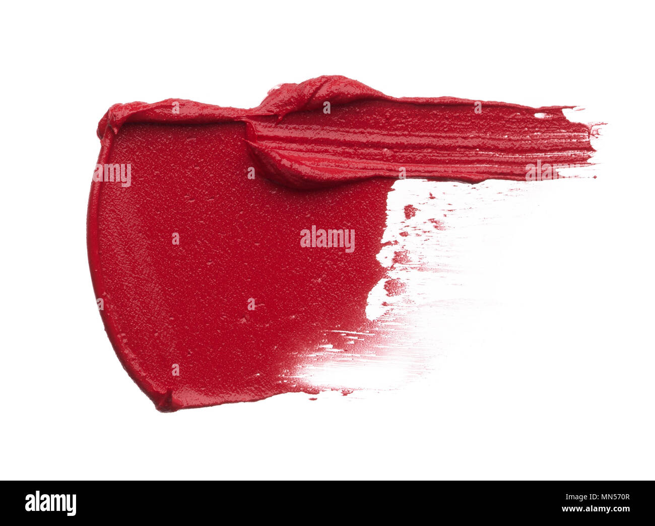 Red makeup smear of matte lip gloss isolated on white background. Red ...