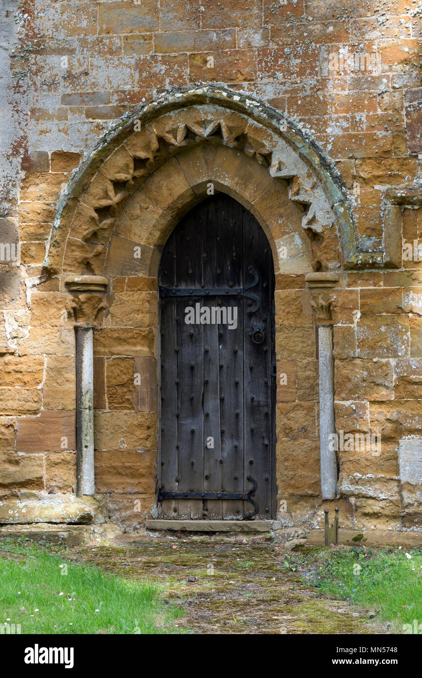 Priest`s door, All Saints Church, Flore, Northamptonshire, England, UK ...
