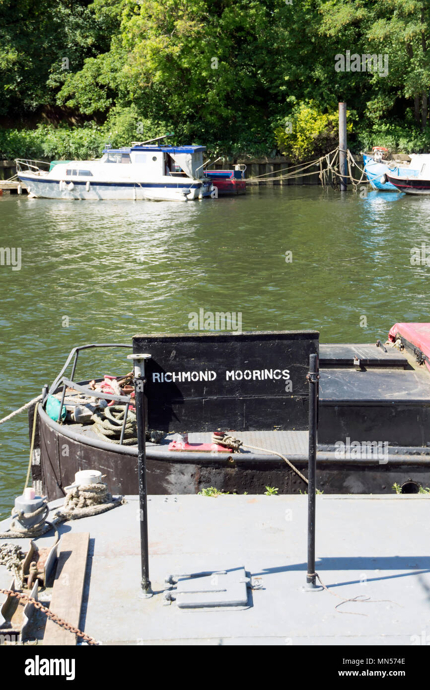 richmond moorings sign on the river thames at richmond upon thames ...