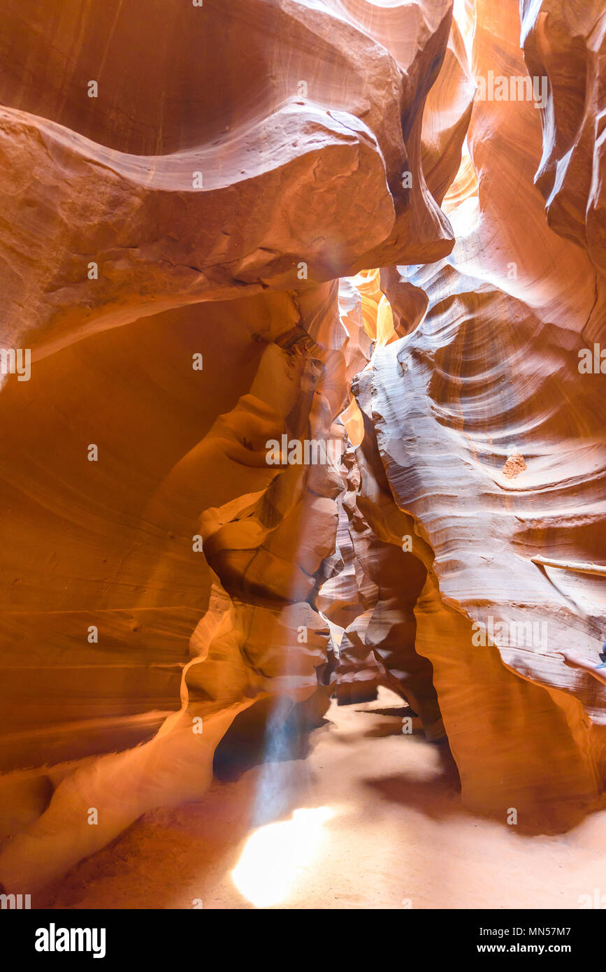 Beautiful light beams in Antelope Canyon in Page, Arizona, USA Stock ...