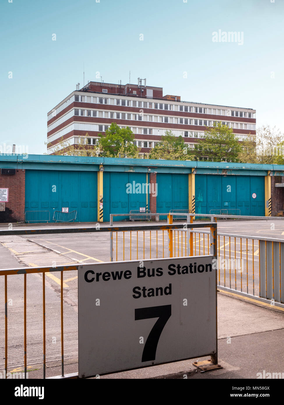 Stand 7 at Crewe bus station with Delamere House in background, Crewe ...
