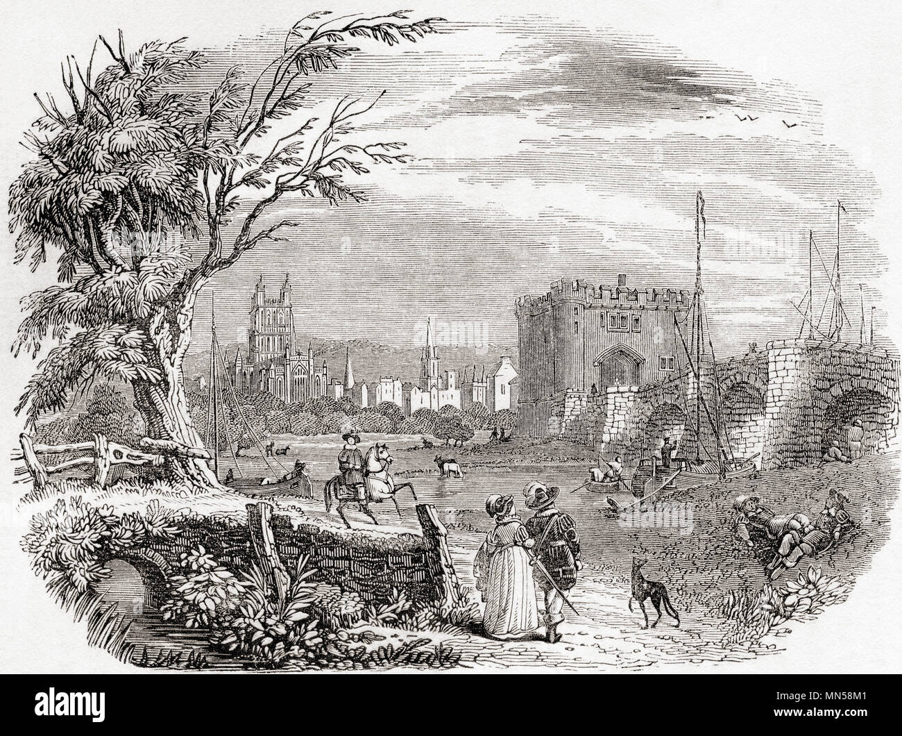 View of Gloucester, Gloucestershire, England, 18th century. From Old ...