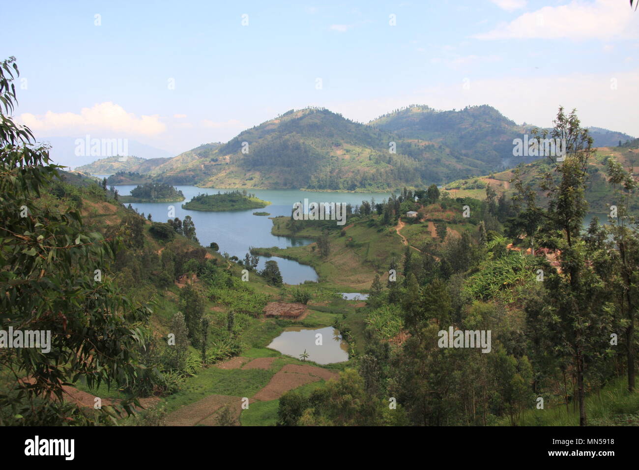 Rwandan Landscape - Twin Lakes Of Burera And Ruhondo Stock Photo - Alamy