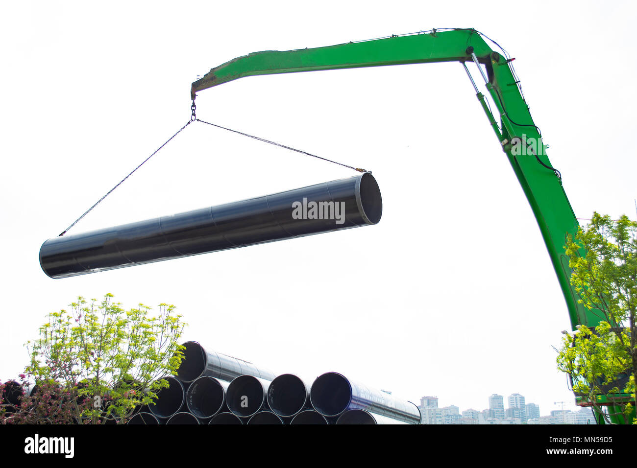 loading of steel products and water pipes with a storage area in a ...