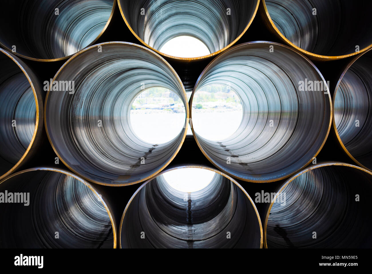 plumbing iron pipes, industry, manufacture of iron pipes Stock Photo ...