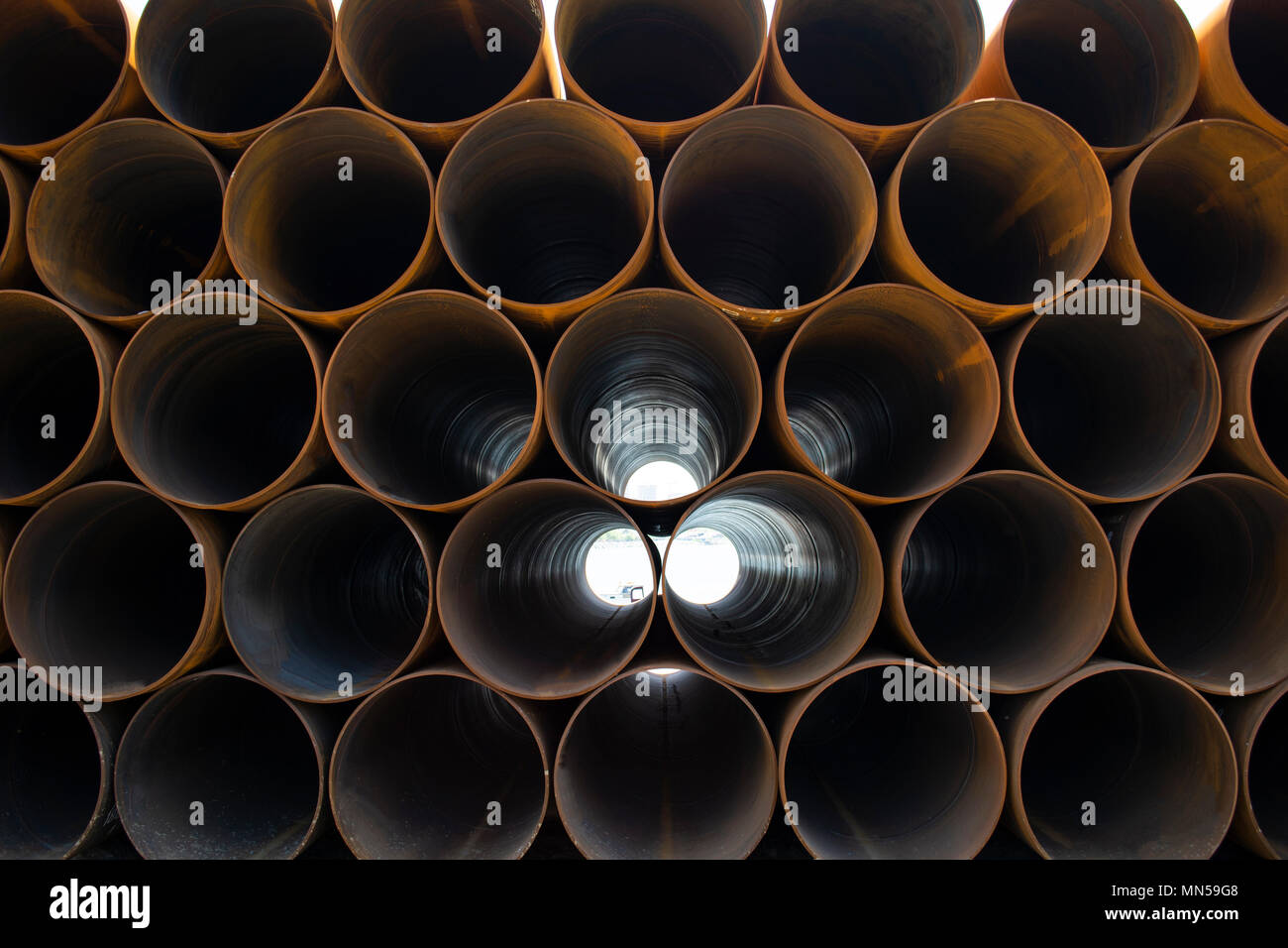 plumbing iron pipes, industry, manufacture of iron pipes Stock Photo ...