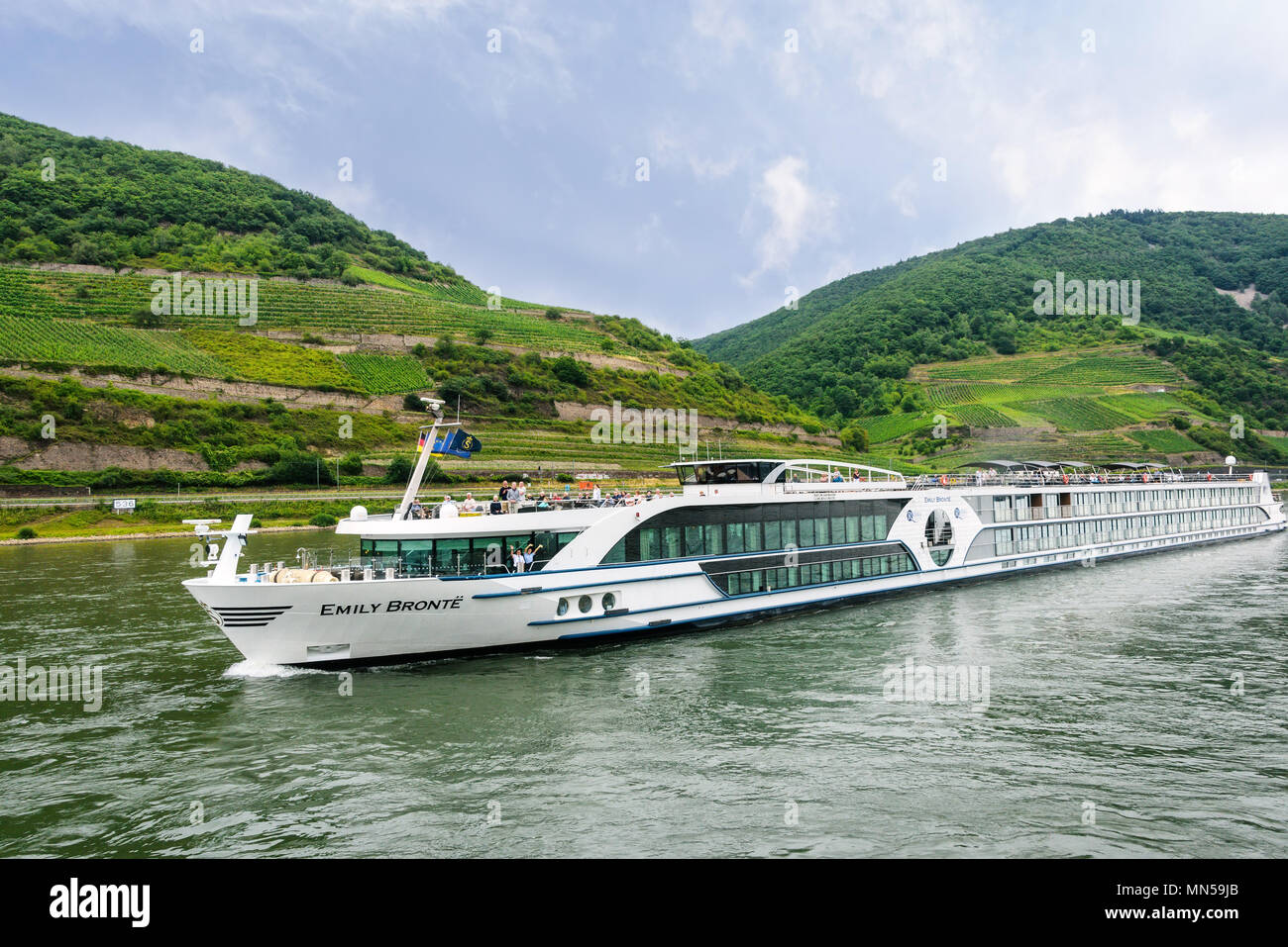 Rhine River - July 16, 2017: Passengers aboard the Emily Bronte River ...