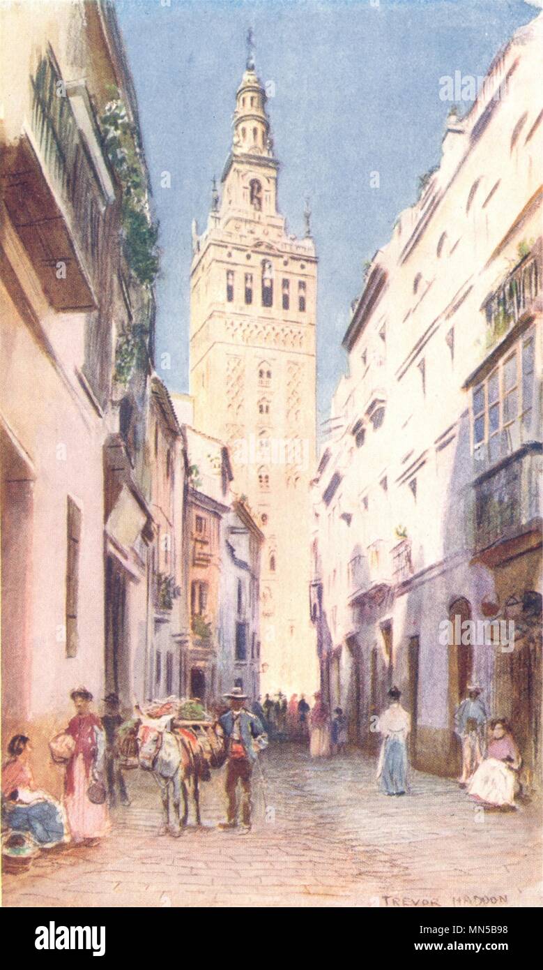 SPAIN. Seville-The Giralda 1908 old antique vintage print picture Stock ...