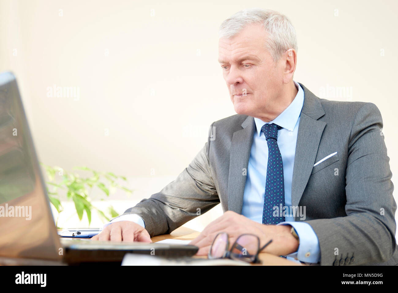 Shot of a senior investment consultant businessman wearing suit and ...