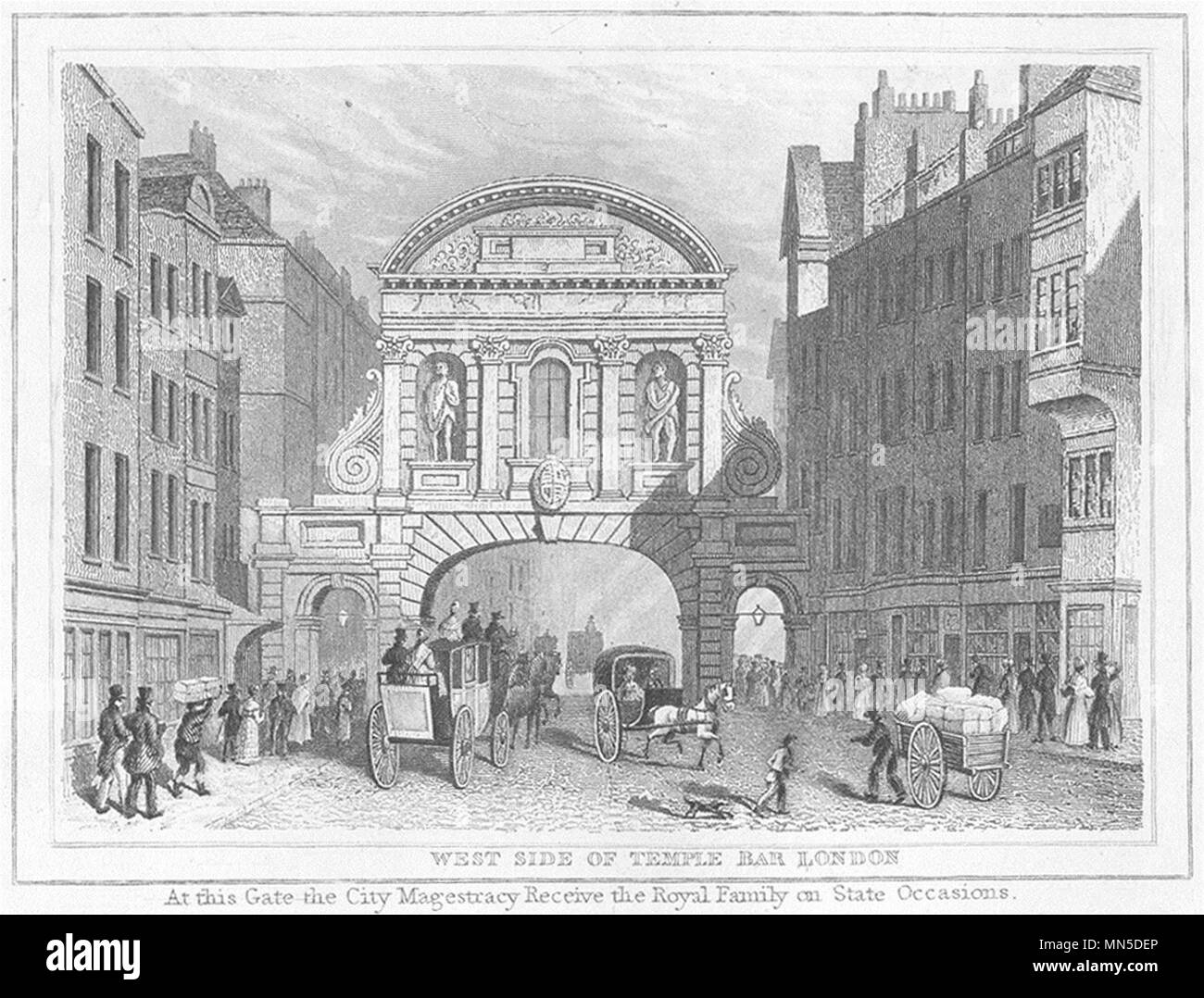 LONDON. West Side of Temple Bar London. DUGDALE 1845 old antique print ...