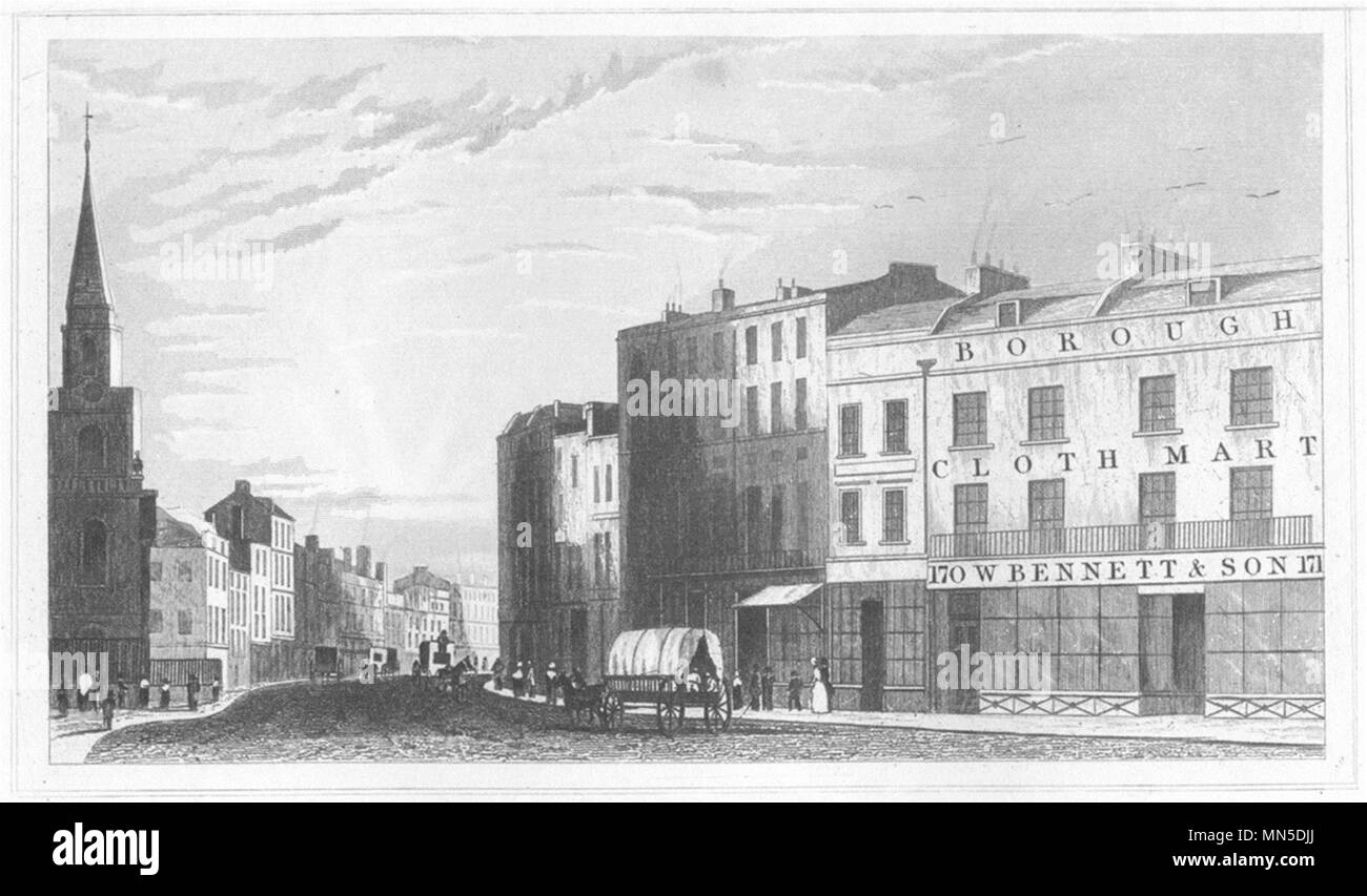 LONDON. High Street, Southwark, London. DUGDALE 1845 old antique print ...