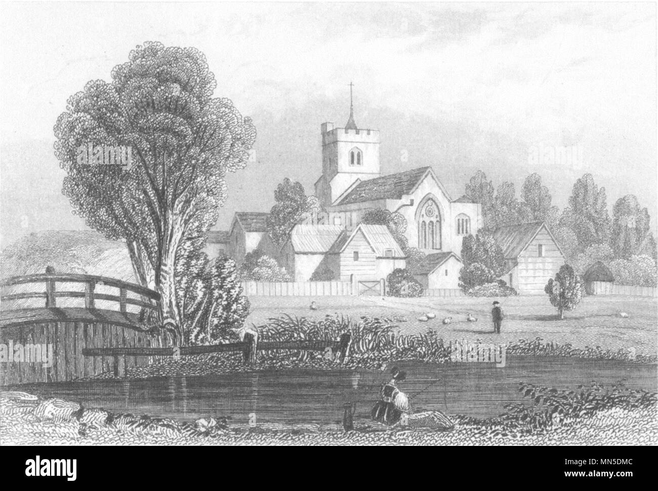 HERTS. Broxbourne, Herts. DUGDALE 1845 old antique vintage print ...