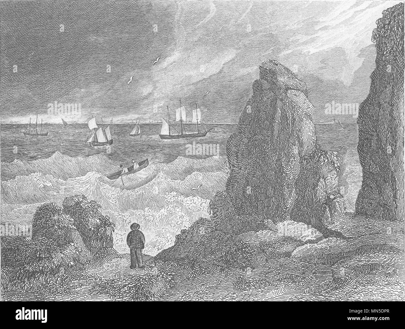 DEVON. View in Plymouth sound. DUGDALE 1845 old antique vintage print ...