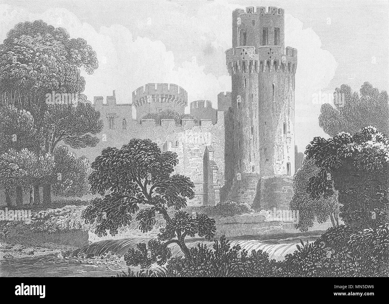 Guys tower warwick castle warwick Black and White Stock Photos & Images ...