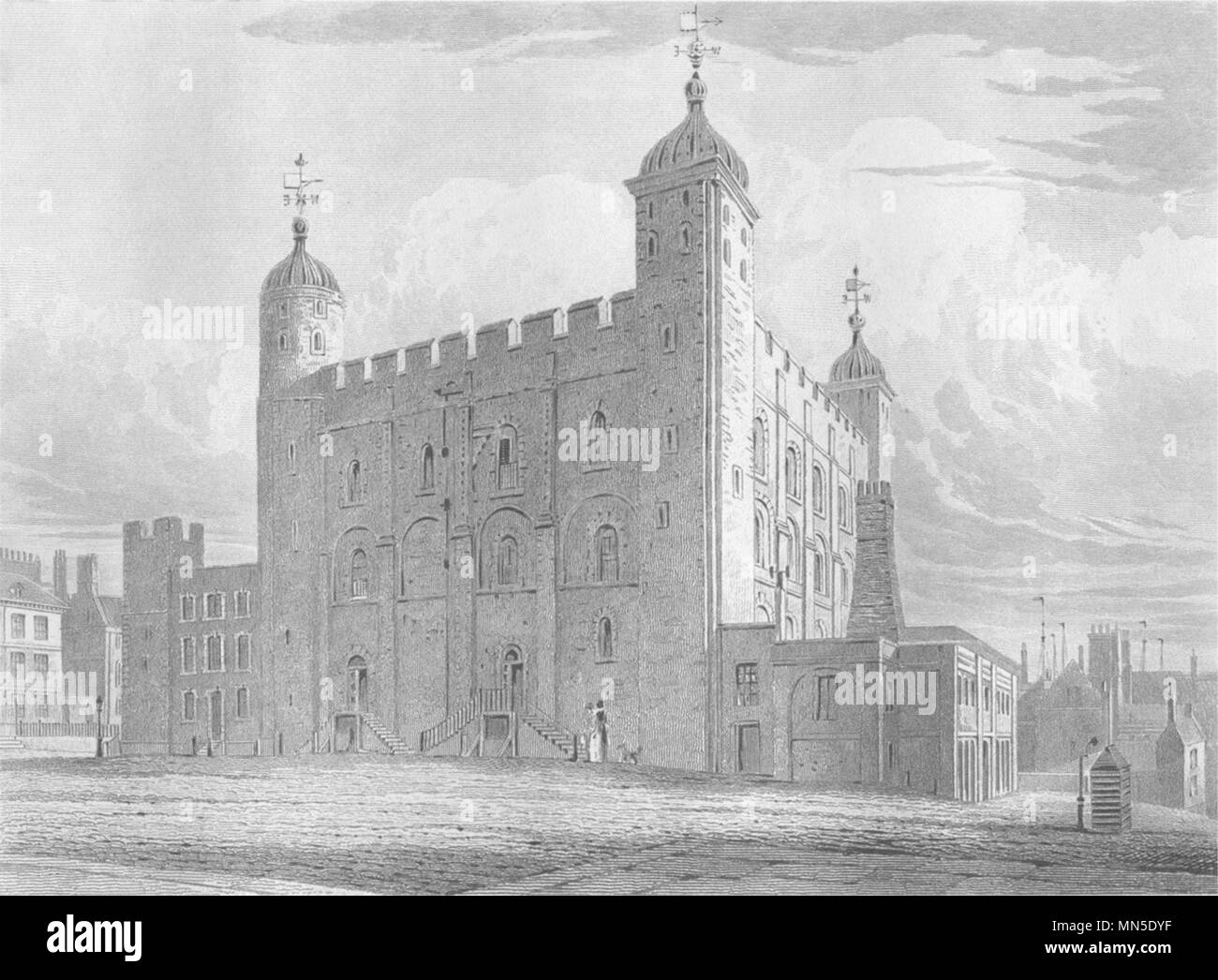 LONDON. Keep of the Tower. DUGDALE 1845 old antique vintage print ...