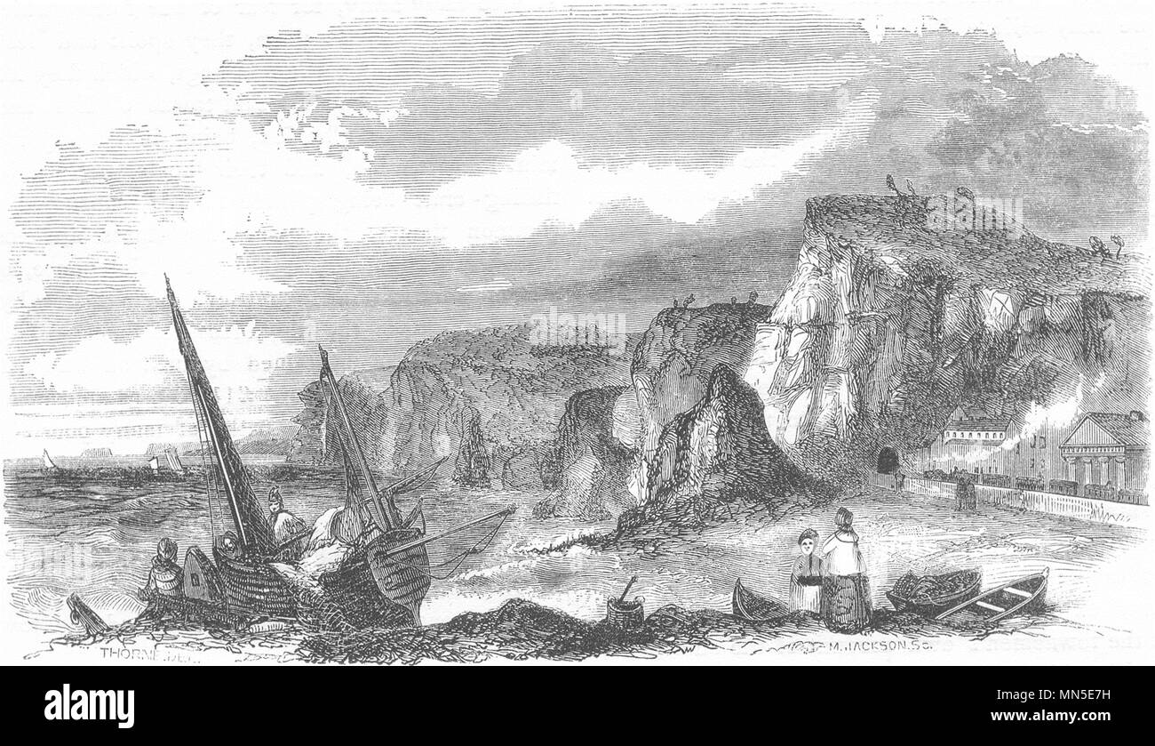 DEVON. Rocks at Dawlish 1850 old antique vintage print picture Stock ...