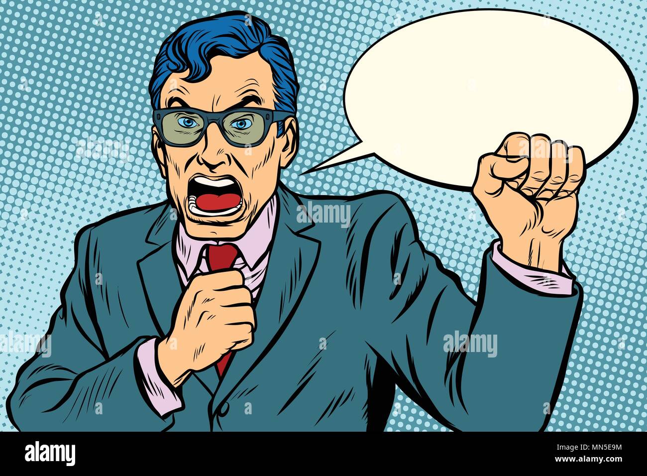 man politician swears. Pop art retro vector illustration vintage kitsch ...