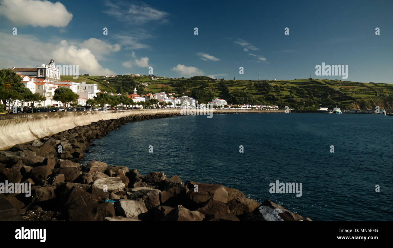 view to Horta marina and city at Faial island, Azores, Portugal Stock ...