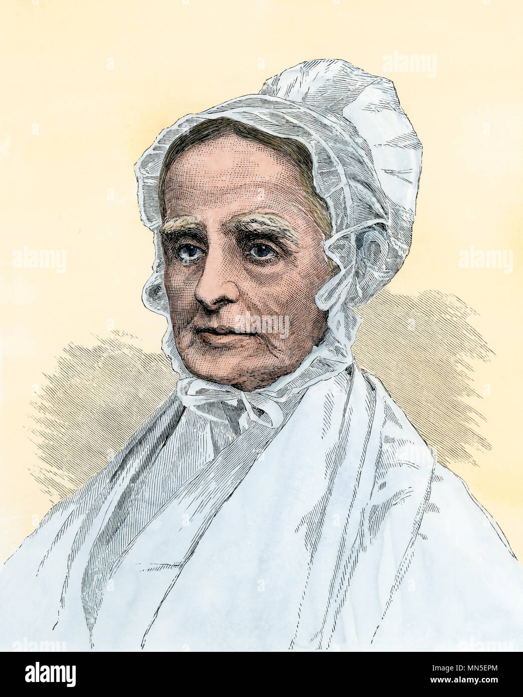 Lucretia (Coffin) Mott, American social reformer. Hand-colored woodcut ...