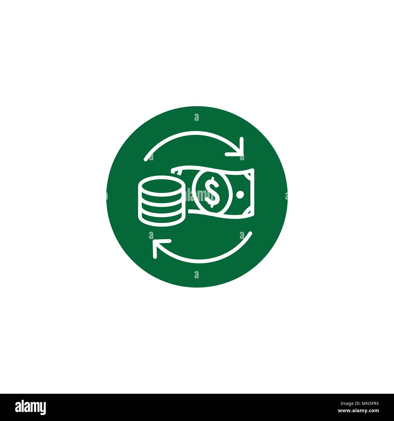 Currency Circulation or money exchange rate icon w dollar bill Stock ...