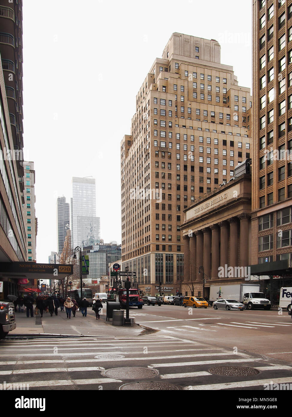 New York , New York, USA. Febuary 1, 2018. View down West 38th Street ...