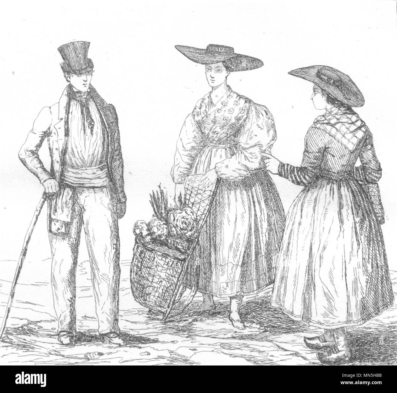 GARD. Costumes du Gard 1835 old antique vintage print picture Stock ...